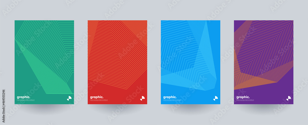 Modern minimal brochure cover templates. Wireframe shapes composition ...