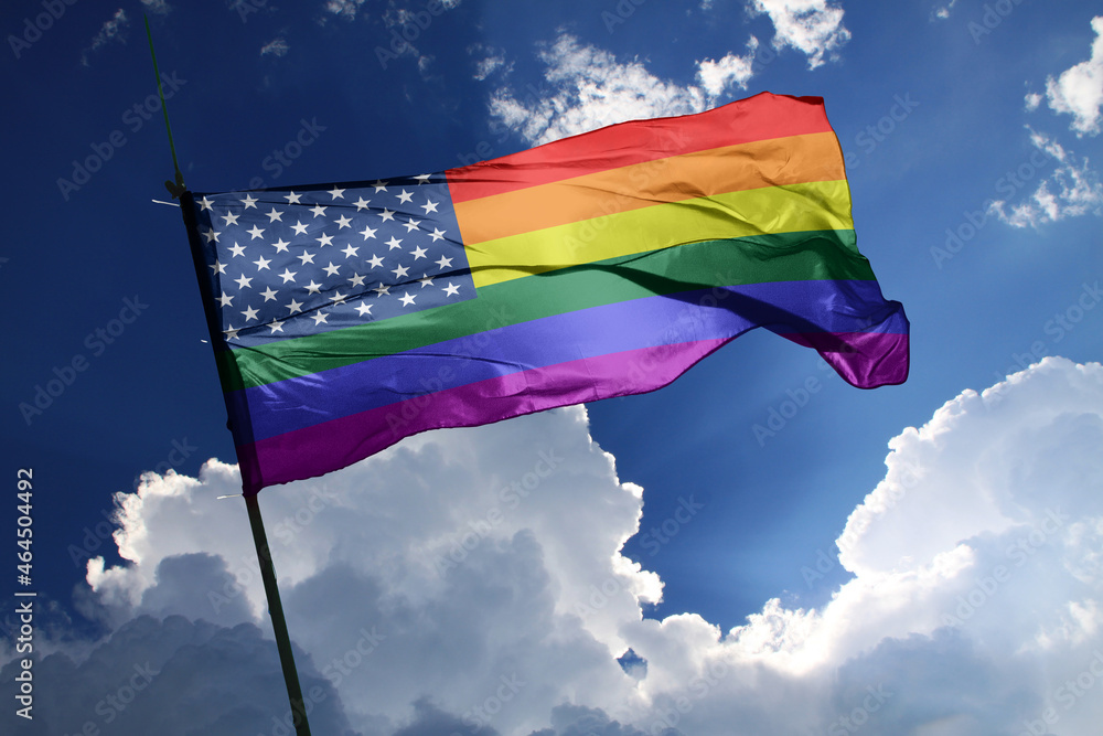 Gay flag symbol of gay pride in America. United States Rainbow Gay ...