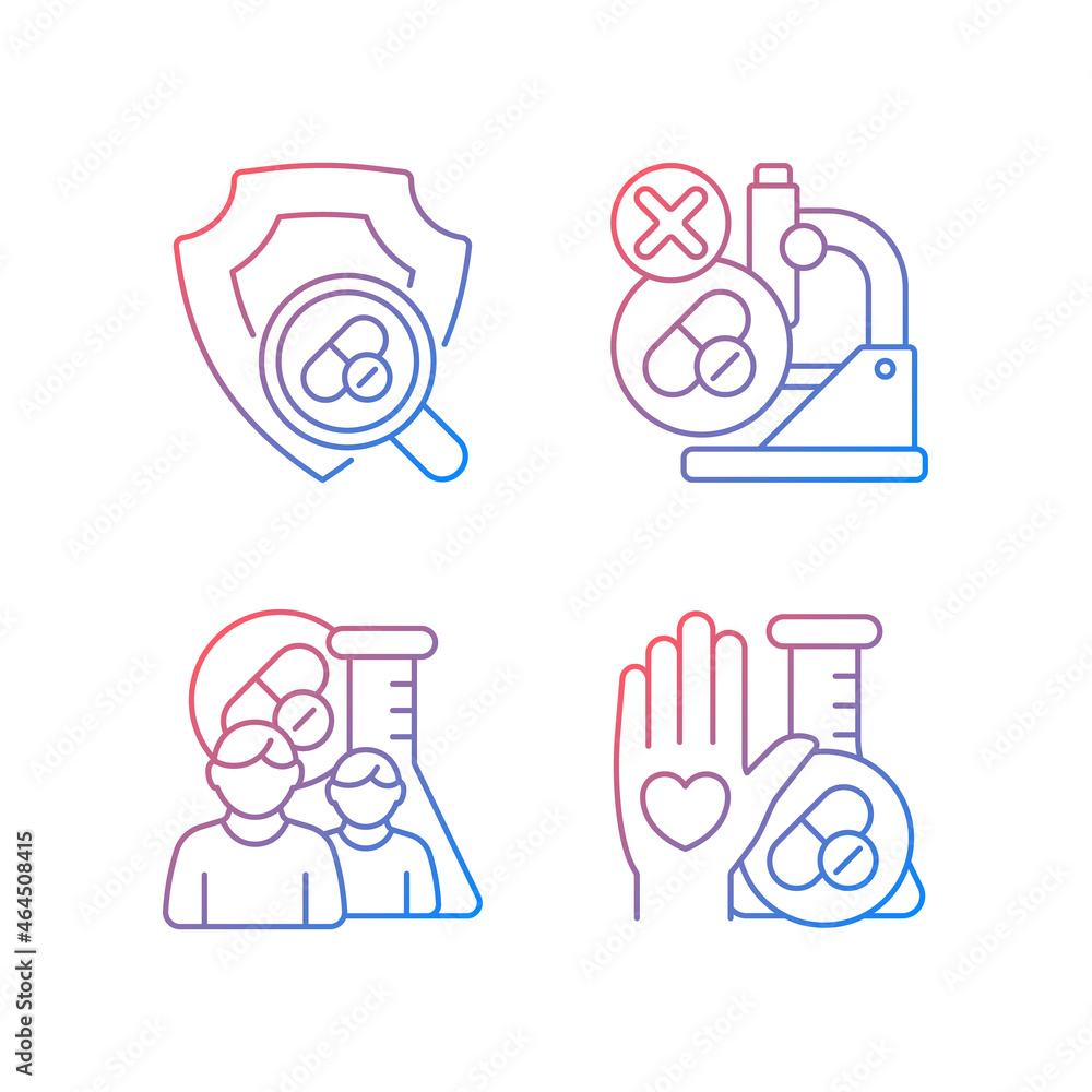 Clinical research facility gradient linear vector icons set. Failed ... Clinical research facility gradient linear vector icons set. Failed ...