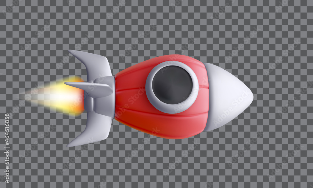Red realistic rocket isolated on transparent background. Vector ...