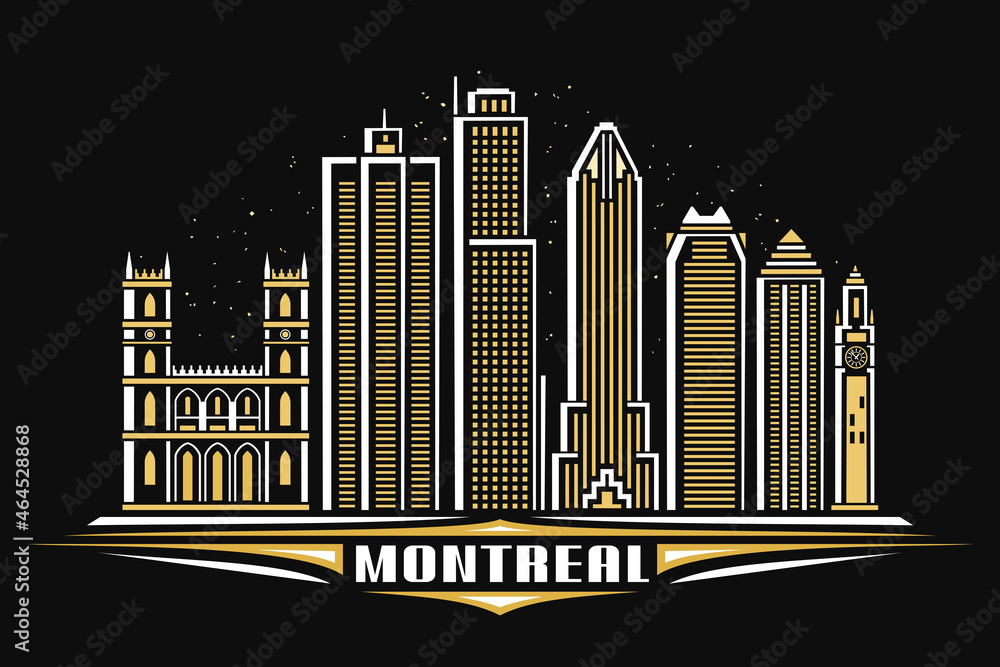 Vector illustration of Montreal, horizontal poster with linear design ...