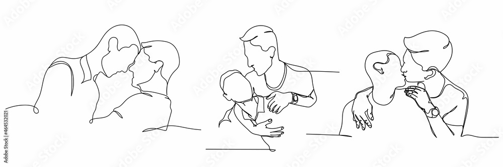 Vector continuous one single line drawing icon of set vector of gay ...