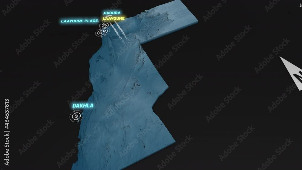Seamless looping animation of the 3d terrain map at nighttime of ...