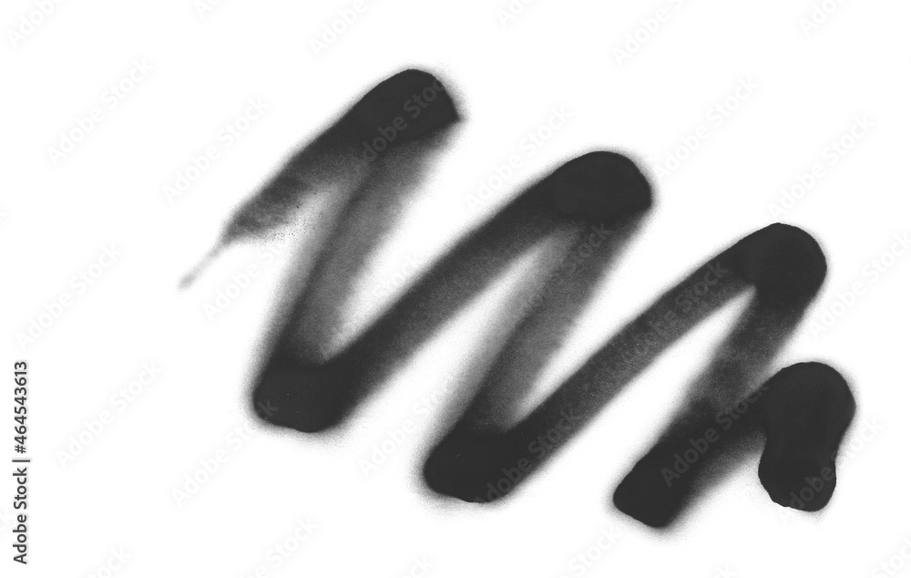 Black spray stain in shape curve line isolated on white background ...