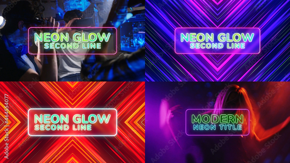 Glowing Neon Chevron Title Stock Template | Adobe Stock