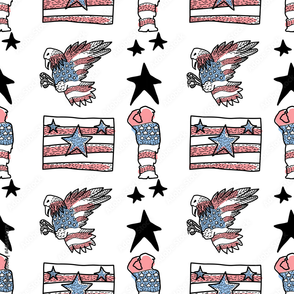 Veteran's Day seamless pattern. Holiday vector background with ...