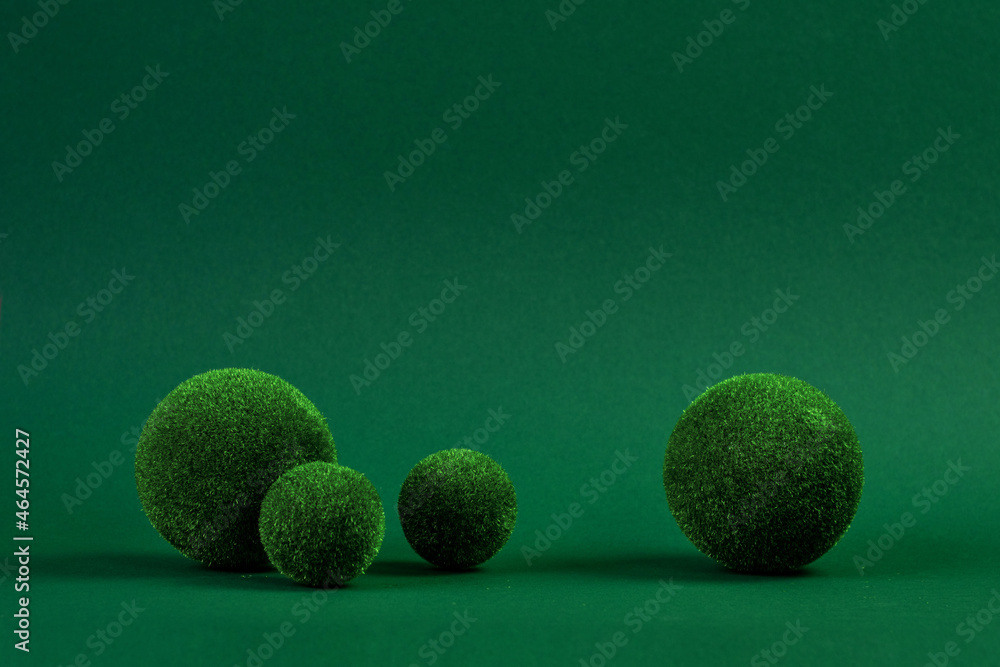 Creative green background. Green spheres with grass texture. background ...