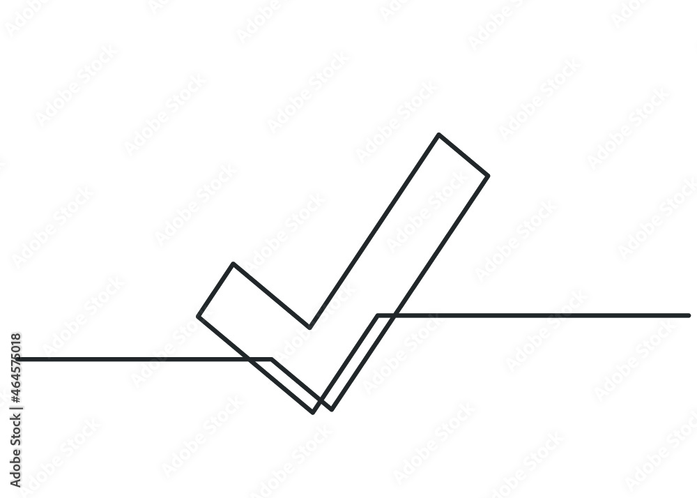 Continuous one line drawing of check mark. Vector illustration Stock ...