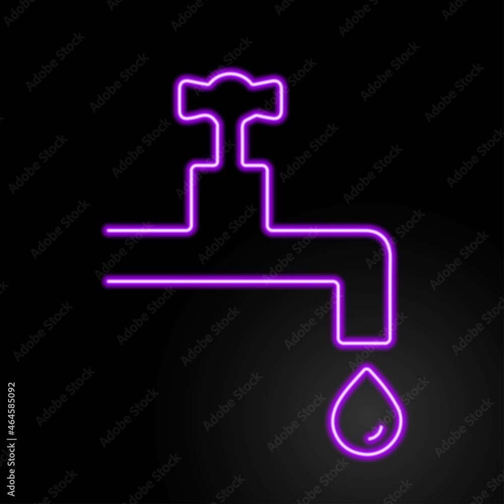 Water faucet neon sign, modern glowing banner design, colorful modern ...