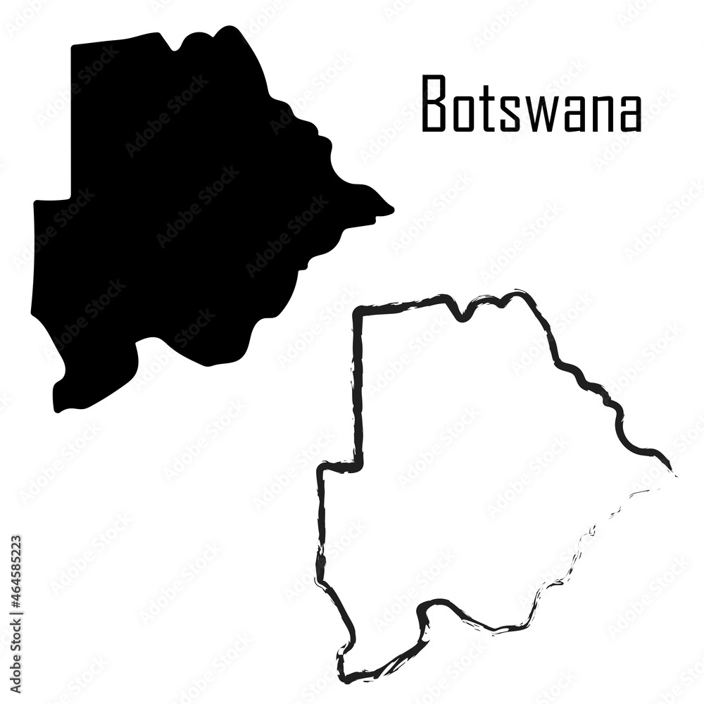 Botswana map black and white vector illustration. Stock Vector | Adobe ...