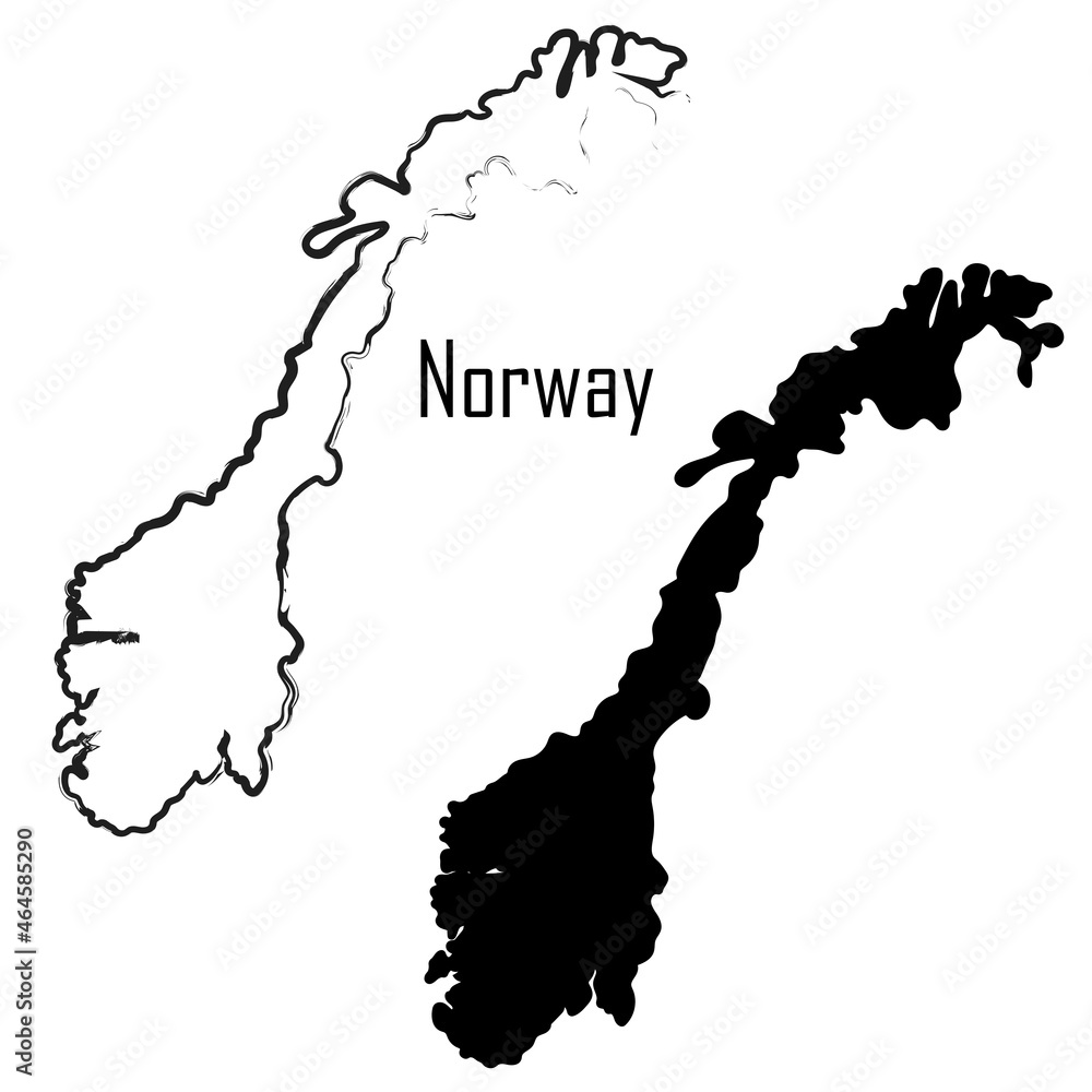 Norway map black and white vector illustration. Stock Vector | Adobe Stock