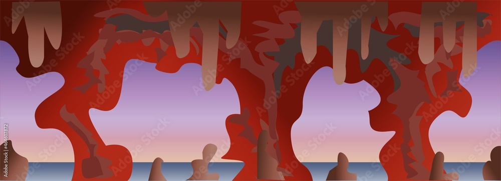 2D Side Scrolling Cave Game Background Vector Stock Vector | Adobe Stock