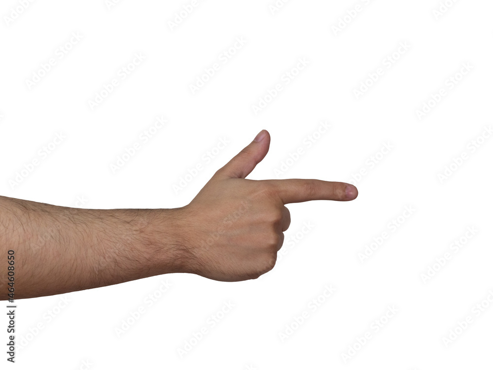 Hand pose finger gun isolated white background Stock Photo | Adobe Stock