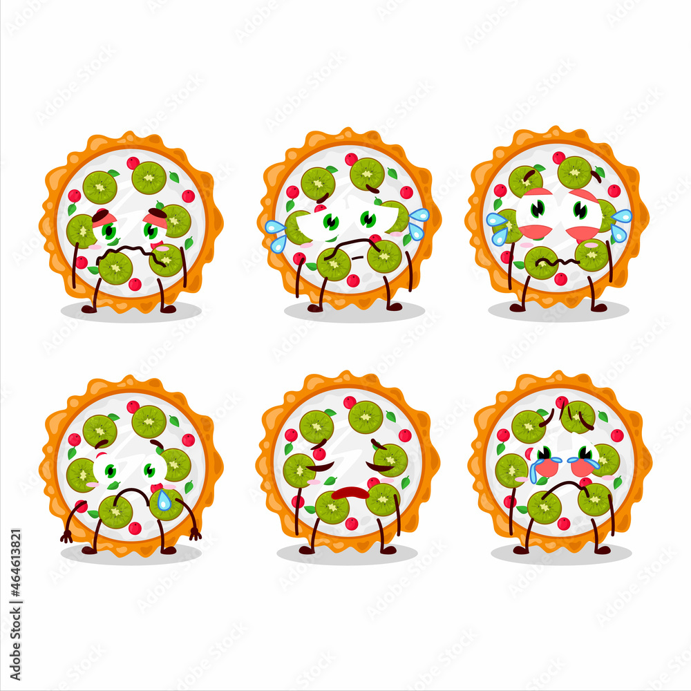 Fototapeta mapa świata dla dzieci Fruit tart cartoon character with sad ...
