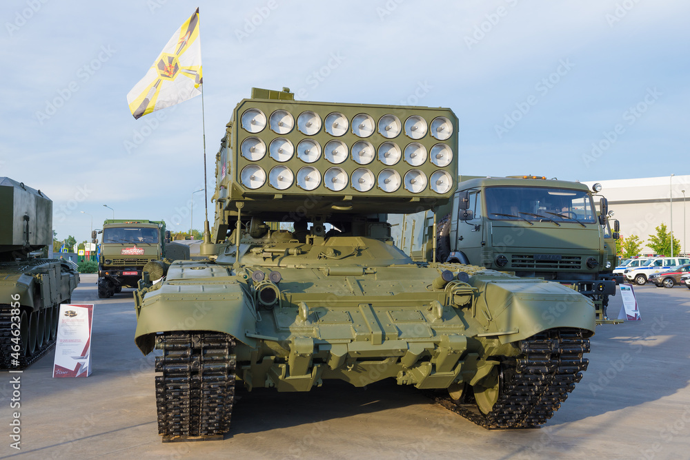 MOSCOW REGION, RUSSIA - AUGUST 25, 2020: Heavy flamethrower system TOS ...