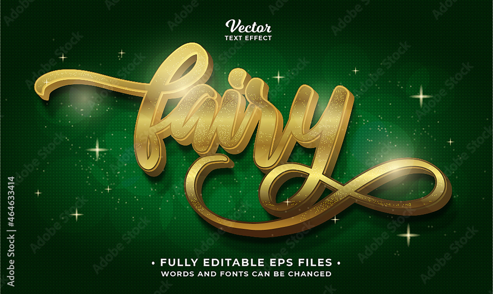 magical fairy with golden glittering texture text effect editable ...