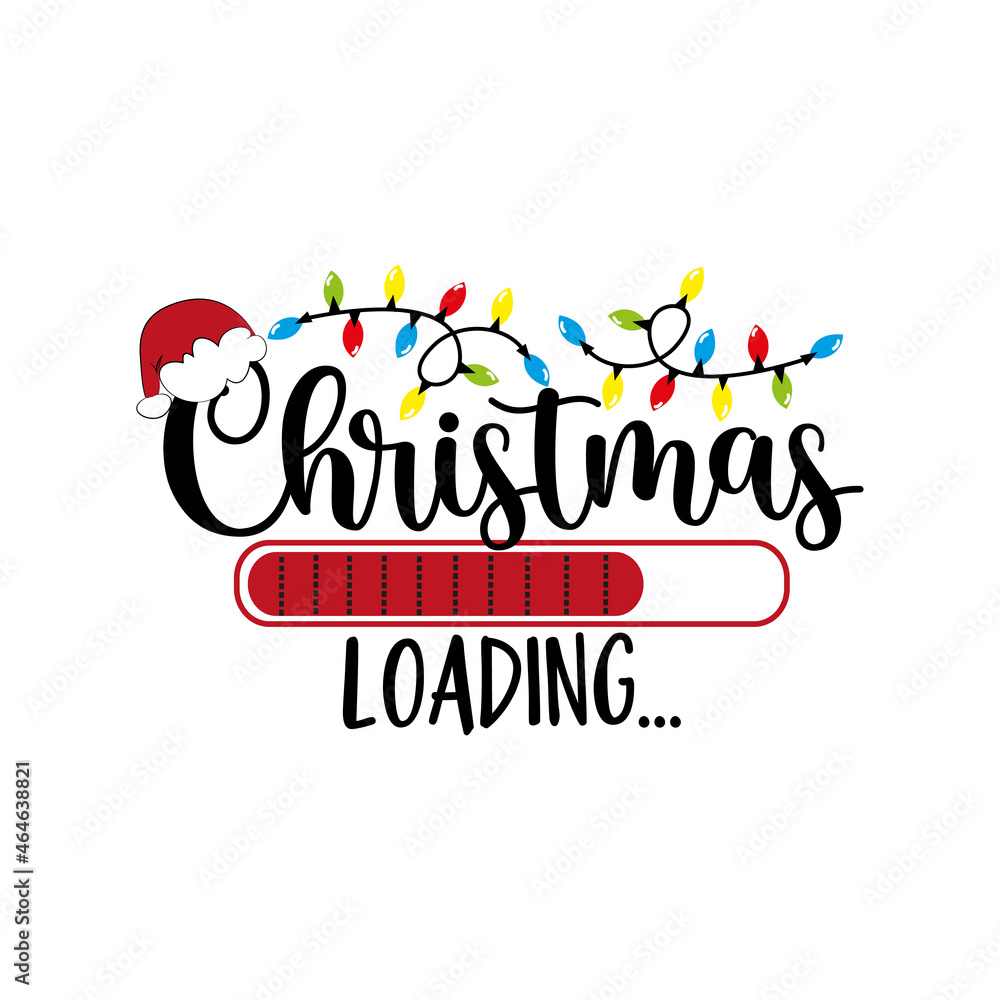 Christmas loading.. - Progress bar with inscription, and santa hat ...