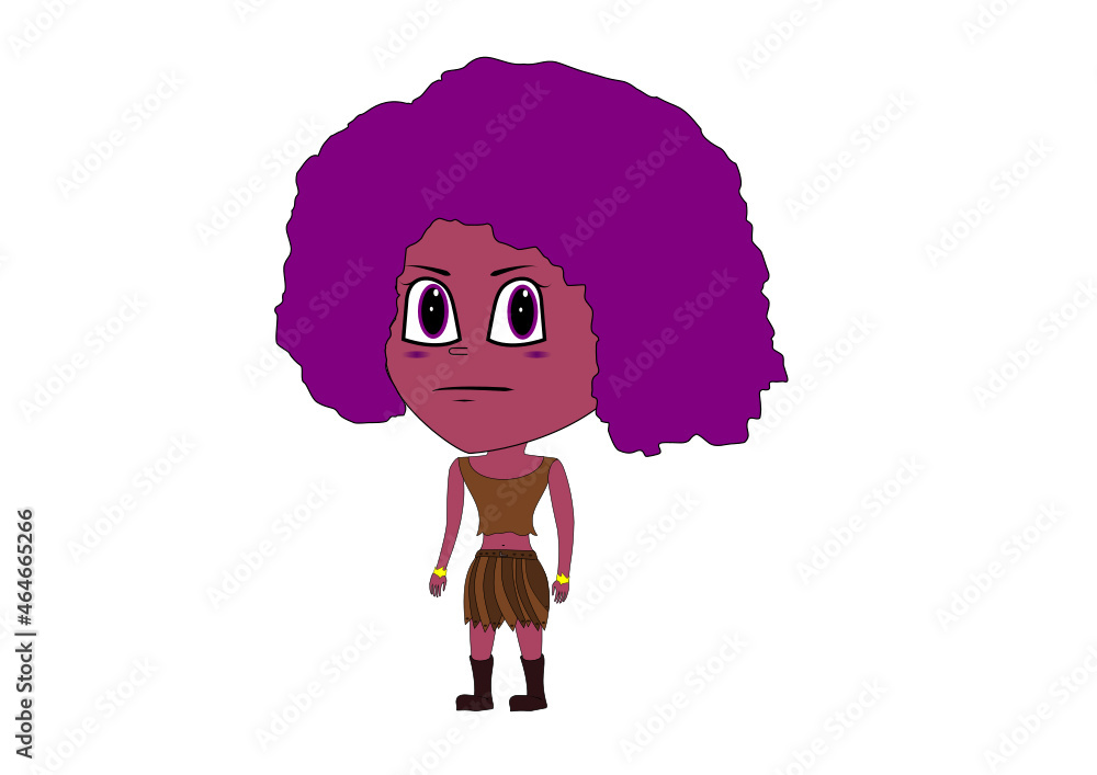 A simple girl cartoon vector character with a unique look. This vector ...