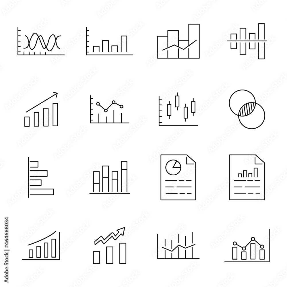 Charts and Diagrams icons set. Charts and Diagrams pack symbol vector ...