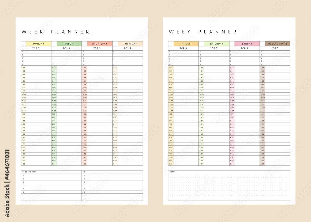 (Ice cream) Undated Vertical Weekly Planner. Printable Planner Inserts ...