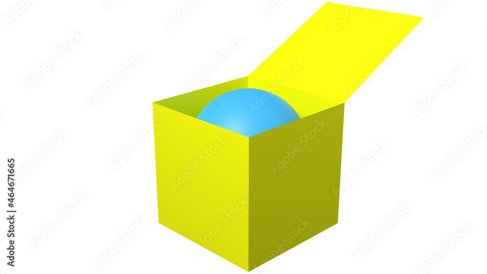 Preposition The Ball Is In The Box 3D Rendering.A preposition of place ...
