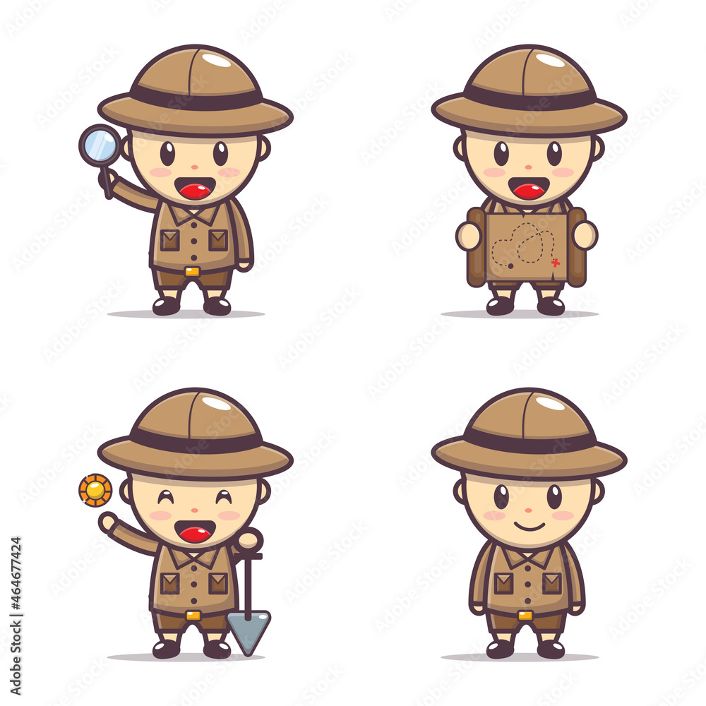 Cute archeologist cartoon vector illustration. Stock Vector | Adobe Stock