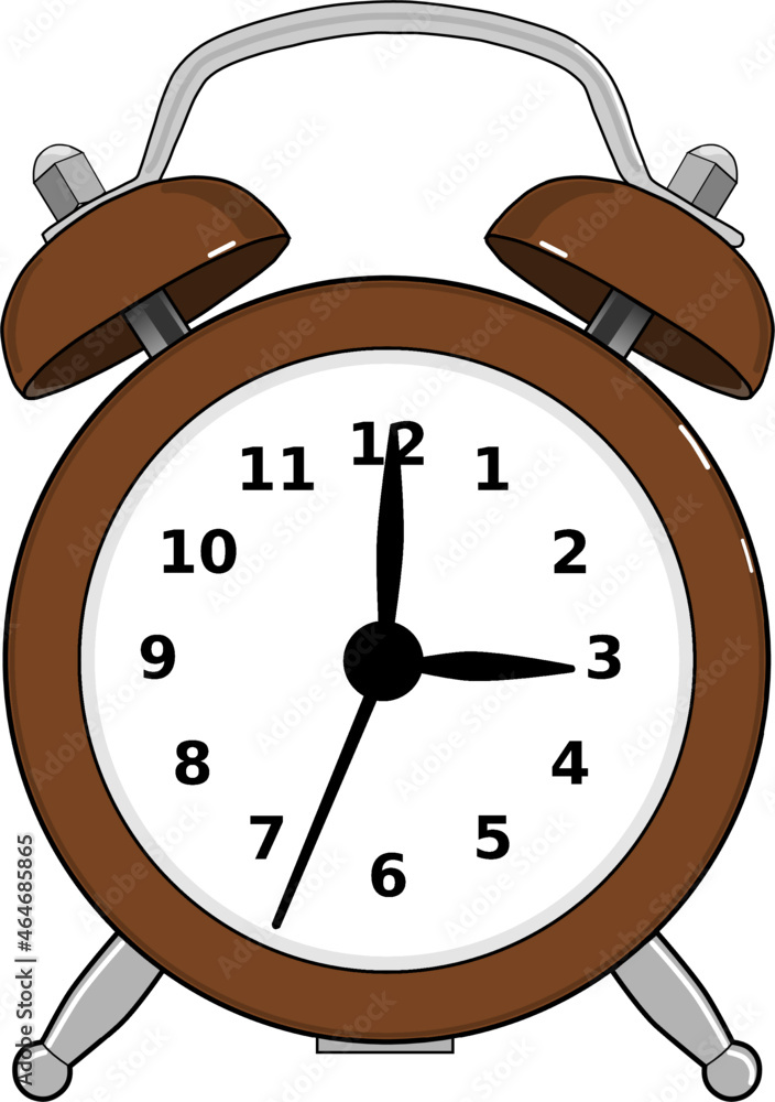 chocolate brown retro vintage analog alarm watch clock 03h00 clipart ...