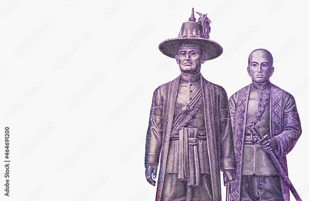 The monument of King Rama I at the Kaenchan Hill in Ratchaburi and the ...