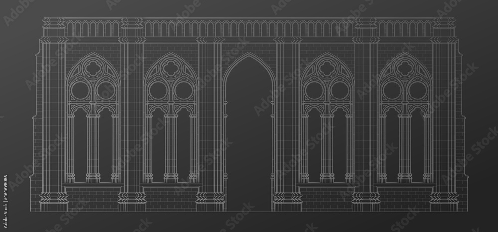Gothic architecture graphically, vector illustration. Stock Vector ...