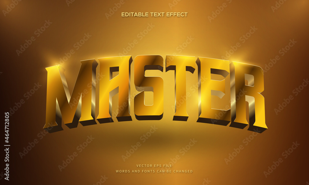 Master text effect. Editable elegant 3d gold font style perfect for ...