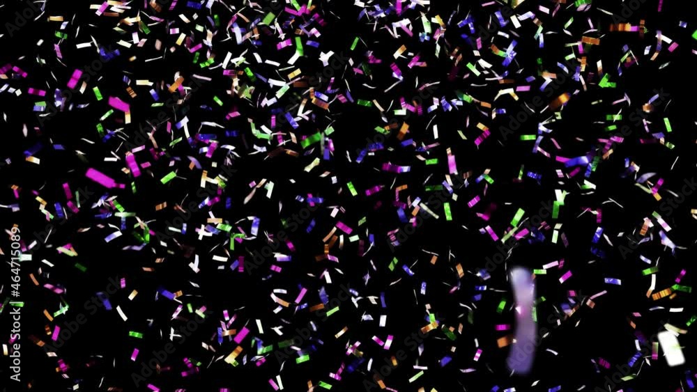 Realistic looping DOF 3D animation of the colorful confetti falling ...