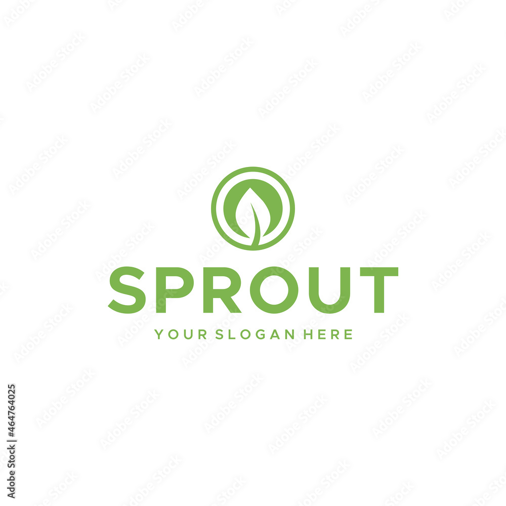 minimalist SPROUT leaf plants circle logo design Stock Vector | Adobe Stock