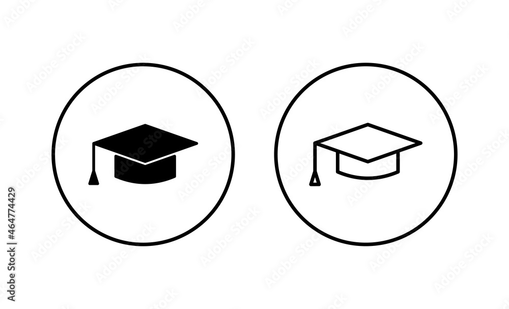 Education icon set. Graduation cap sign and symbol. Graduate. Students ...