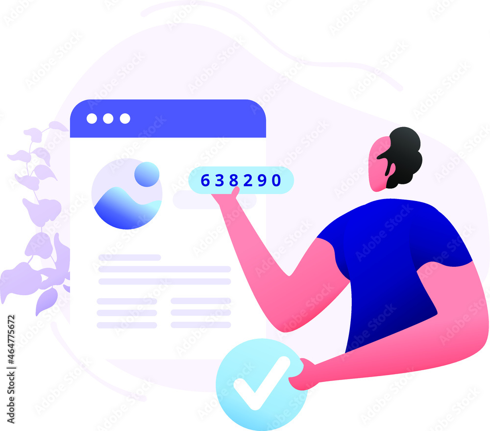 Code Veriﬁcation flat illustration concept Identity Biometric ...