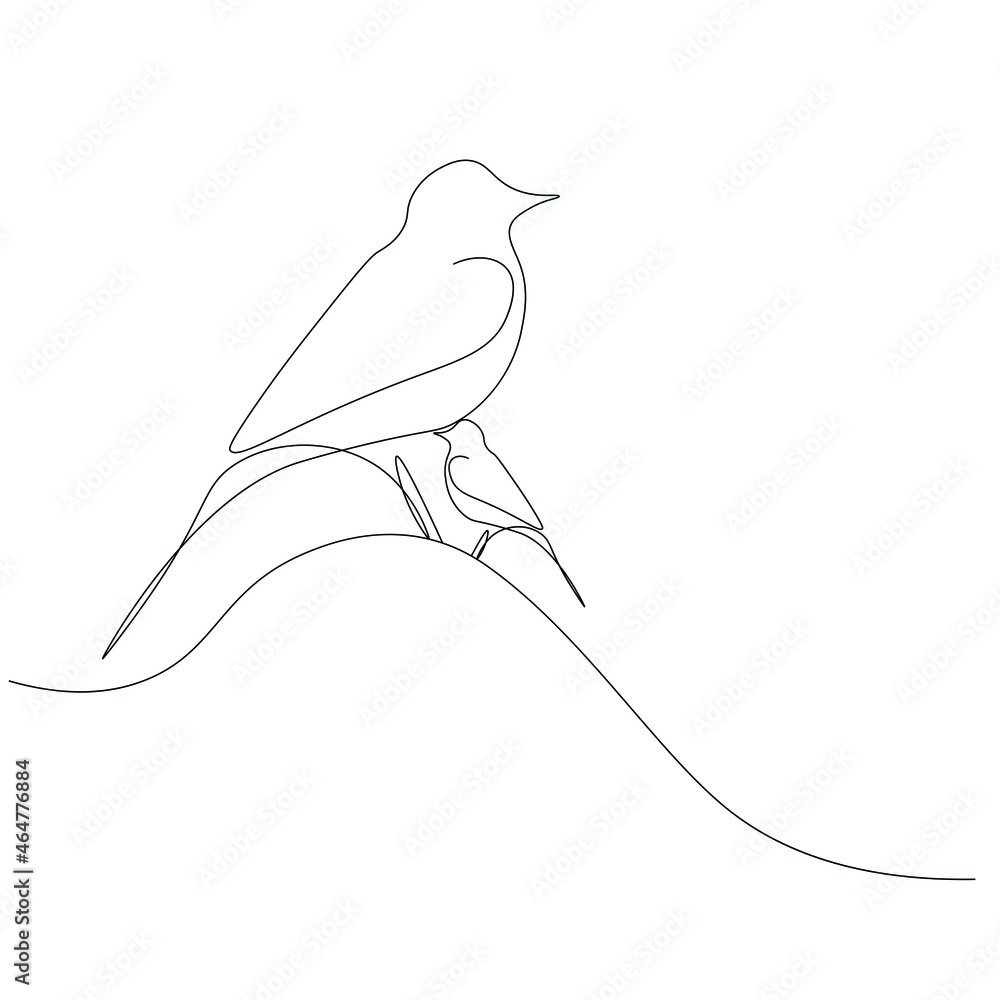 Birds family line drawing vector illustration Stock Vector | Adobe Stock