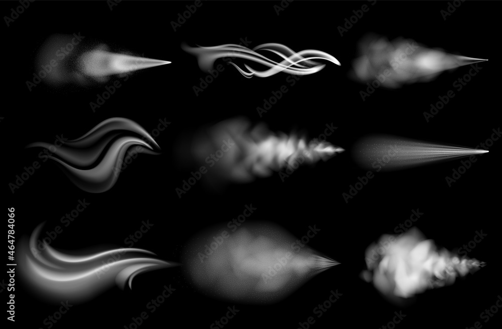 Realistic air blow. Wind flow and dust spray effect. Curve shapes of ...