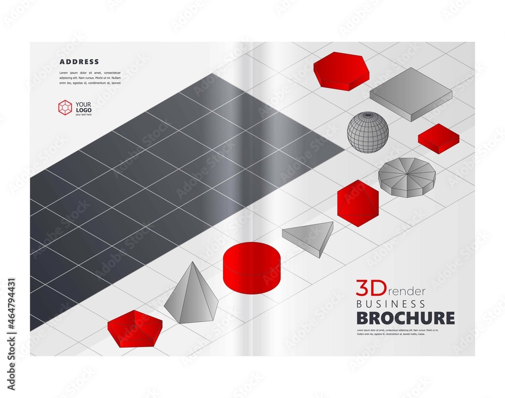 Booklet isometric 3d shapes set design template cover Stock Vector ...
