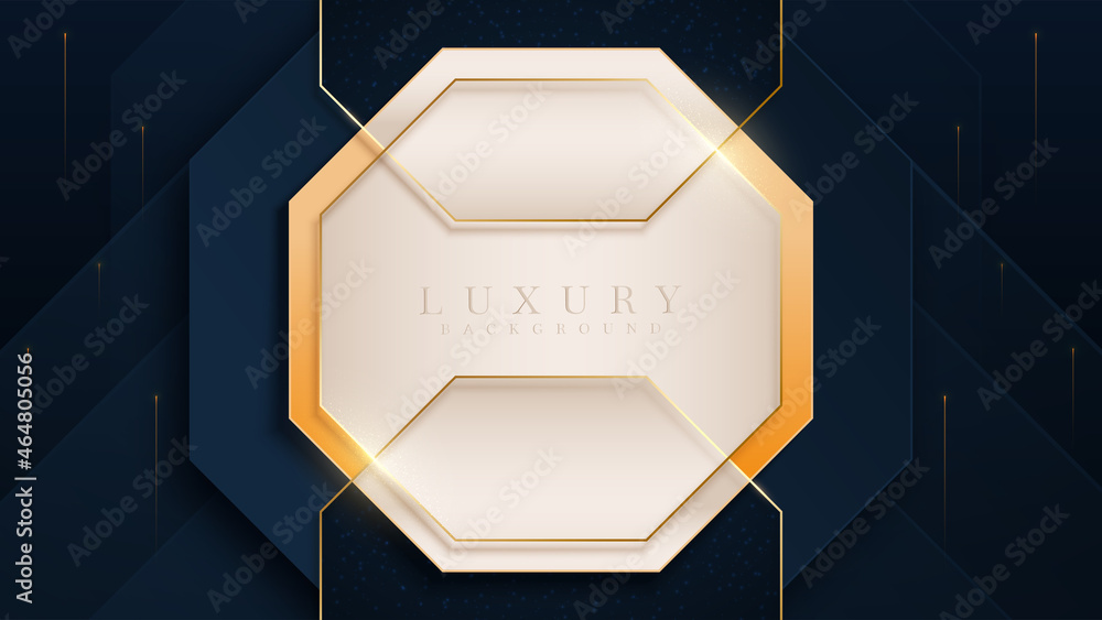 Gold octagon line with light effects and glitter elements, Luxury ...