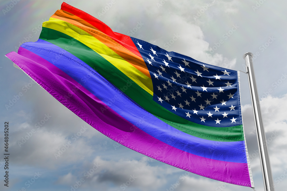 Gay flag symbol of gay pride in America. United States Rainbow Gay ...