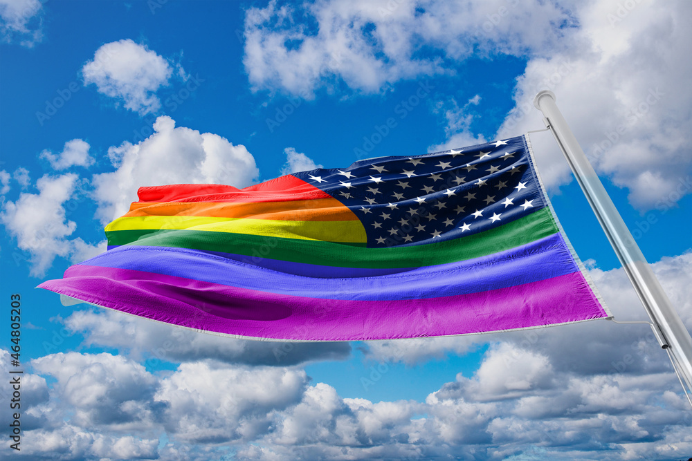 Gay flag symbol of gay pride in America. United States Rainbow Gay ...