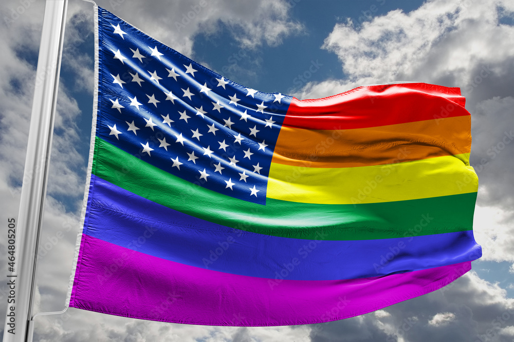 Gay flag symbol of gay pride in America. United States Rainbow Gay ...