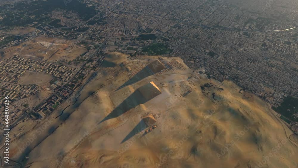 Aerial bird view of The Giza Pyramid Complex also called the Necropolis ...