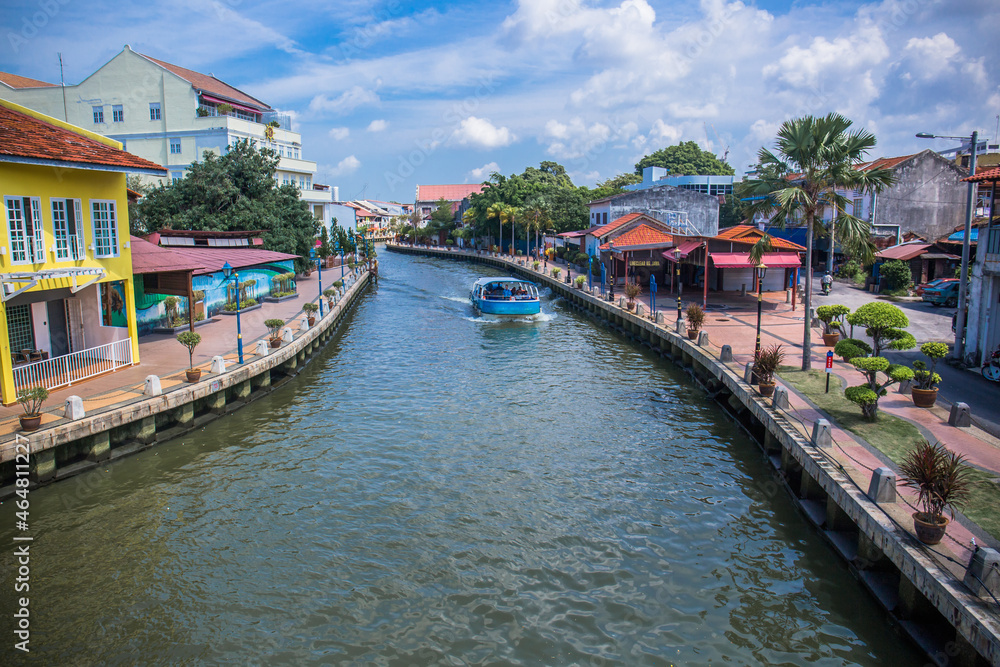 The Malacca River which flows through the middle of Malacca City in ...