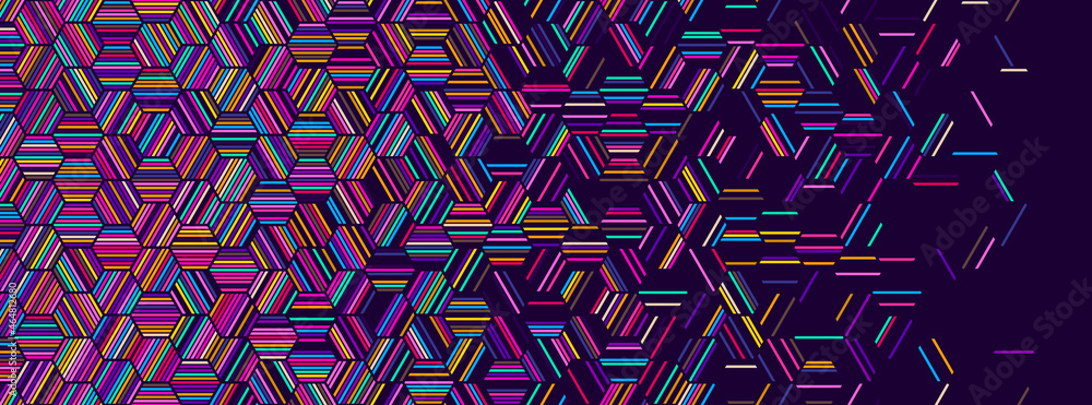 Abstract geometric pattern with colorful hexagonal lines. Seamless ...