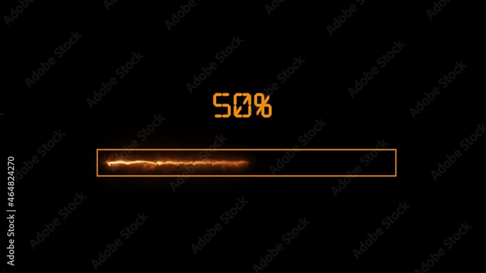 Progress Fire Bar With Percent Animation on black background. Animated ...