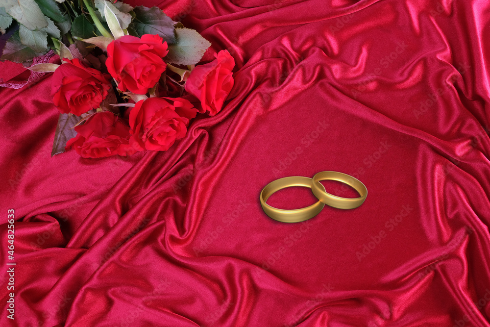 texture of luxury red silk fabric, background with waves and drapery ...