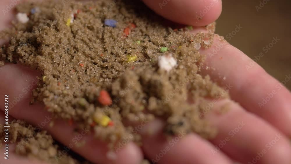 microplastic close up. primary and secondary microplastics. small ...