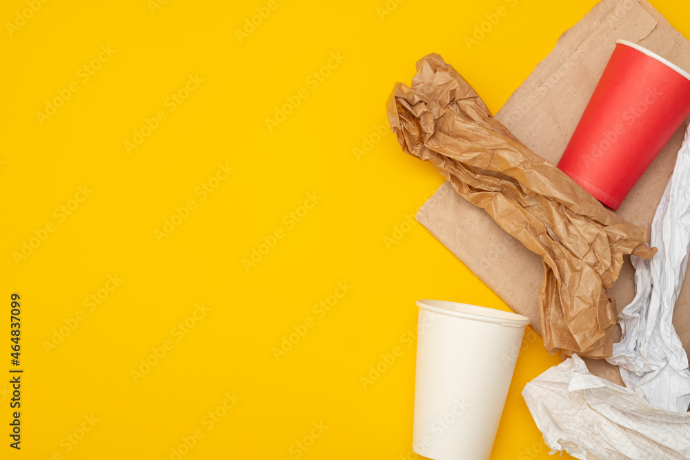 Eco-friendly disposable packaging, waste recycling concept, paper and ...