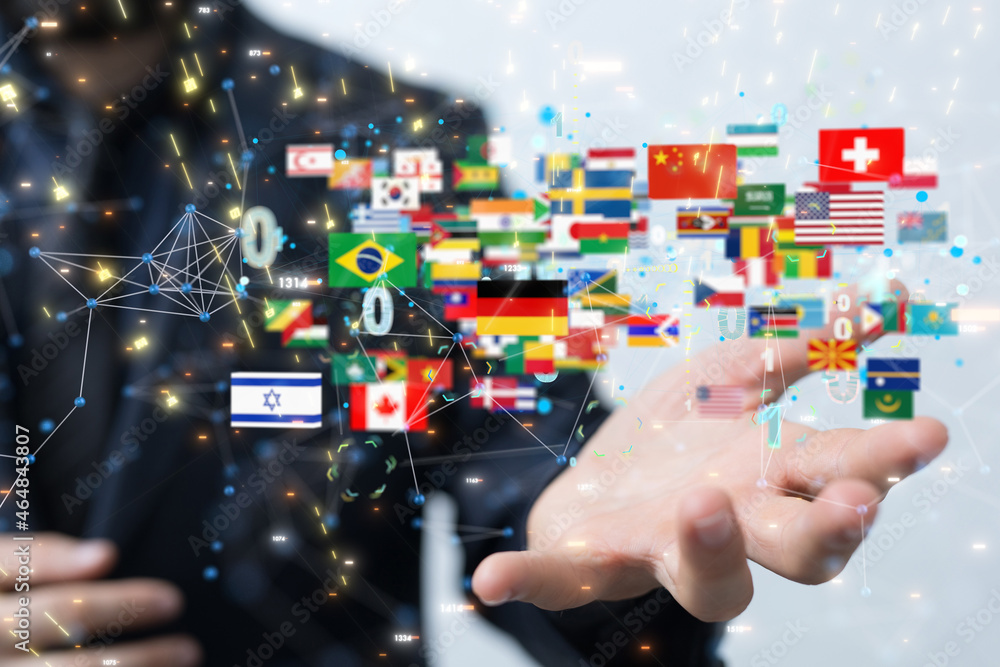 World map with all states and their flags,3d render. Stock Photo ...