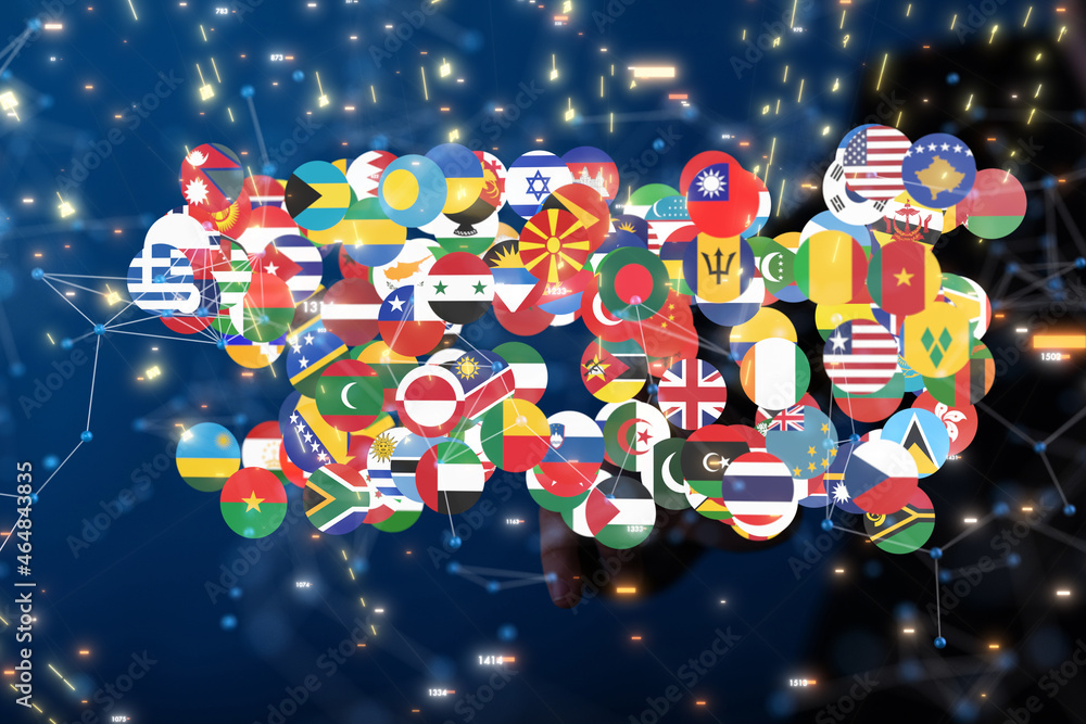 World map with all states and their flags Stock Photo | Adobe Stock
